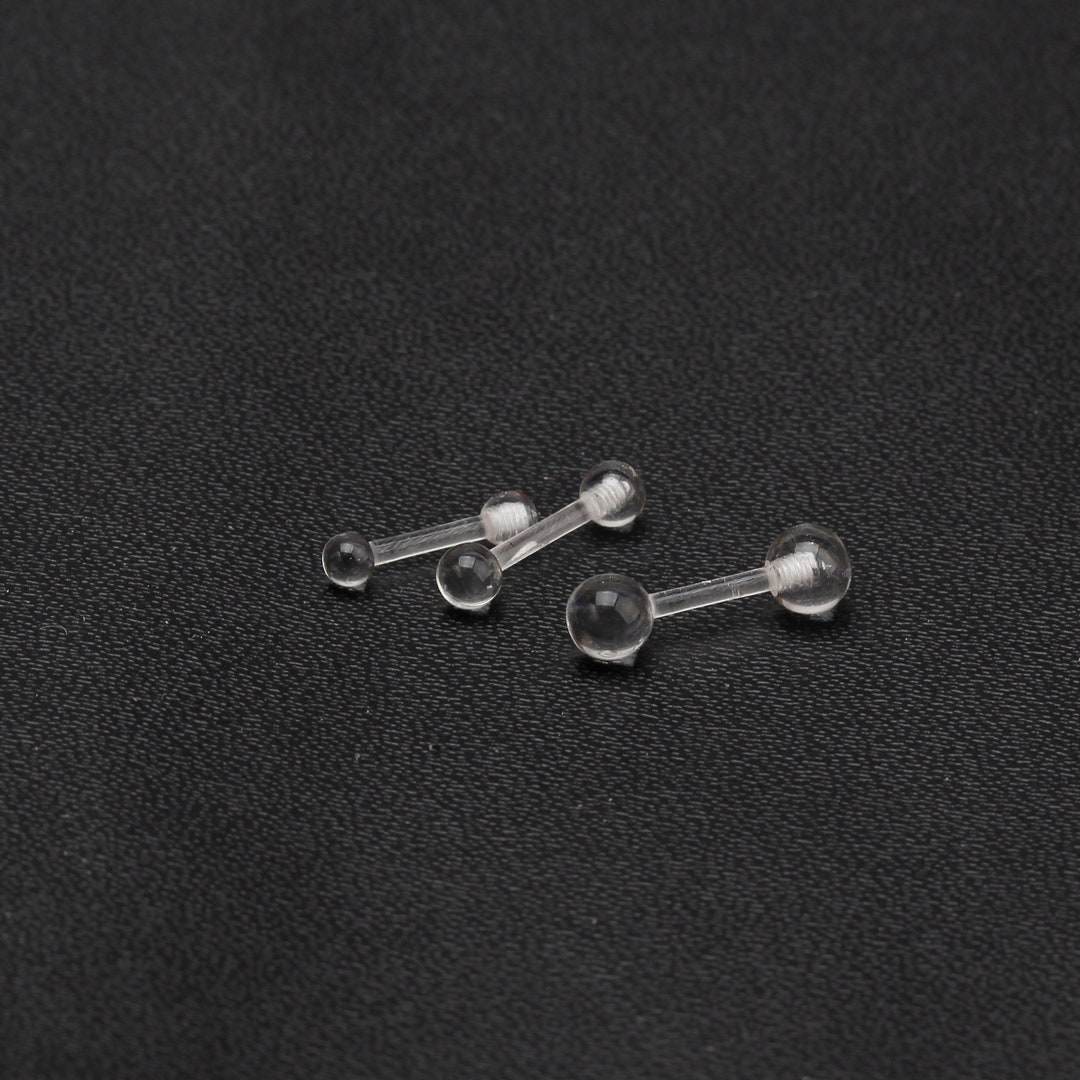 16g Clear Retainer With Ball Ends Cartilage Barbell Hypoallergenic ...