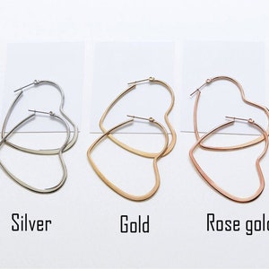 Heart Earrings Heart Hoop Dangle Earrings Heart Shaped Hoops - Etsy