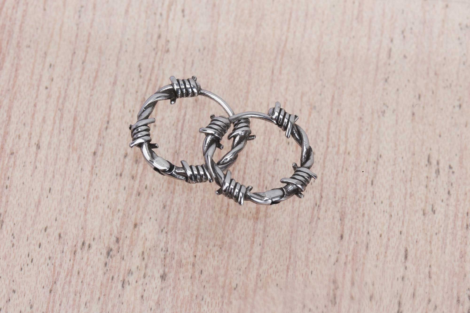 Barbed Wire Hoop Earrings Wire Hugie Hoop Earrings Twig Wire - Etsy