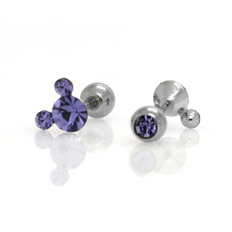 Mickey Mouse Earrings 4mm Cubic Zincornia Screw Back Ball - Etsy