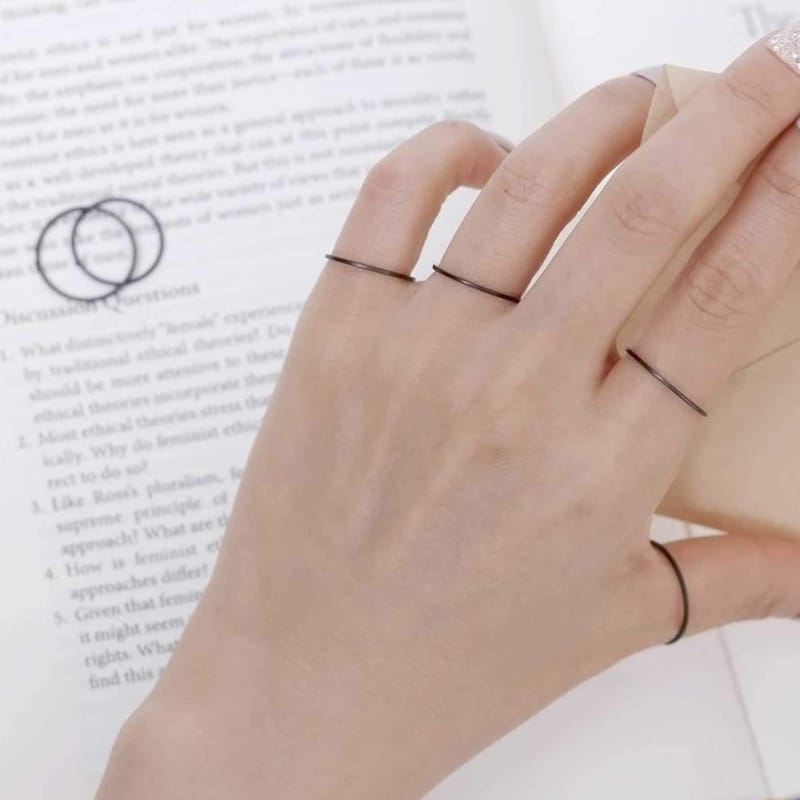 Thin Dainty Black Ring - Etsy