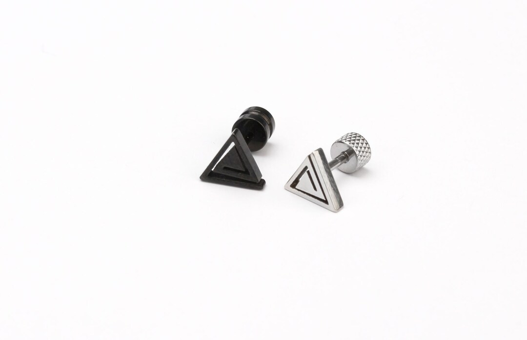 16g Triangle Earring Spiral Studs Earring Piercing for Men Black Spiral ...