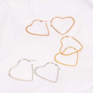 Heart Earrings Heart Hoop Dangle Earrings Heart Shaped Hoops - Etsy