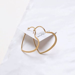 Heart Earrings Heart Hoop Dangle Earrings Heart Shaped Hoops - Etsy