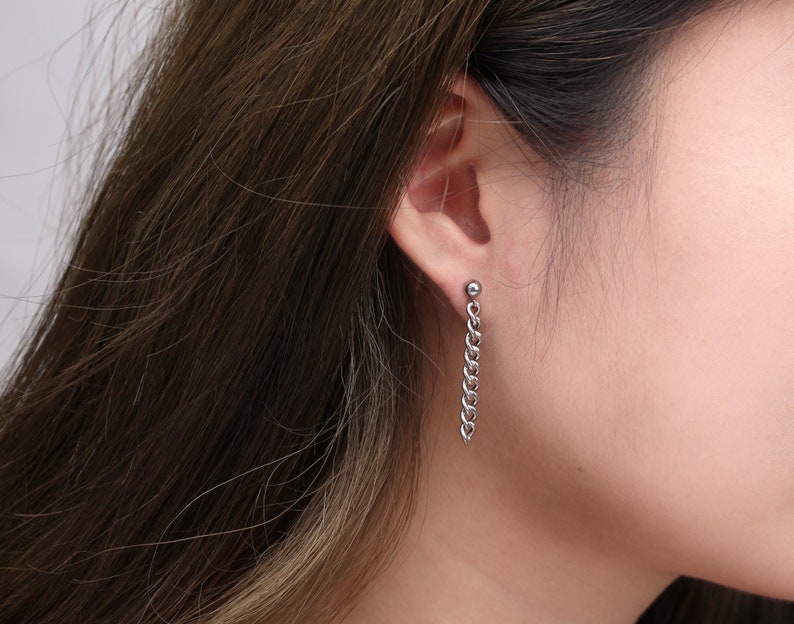 Chain Earring Dangle Earring Front to Back Earring Minimalist - Etsy