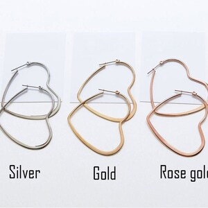 Heart Earrings Heart Hoop Dangle Earrings Heart Shaped Hoops Earrings ...