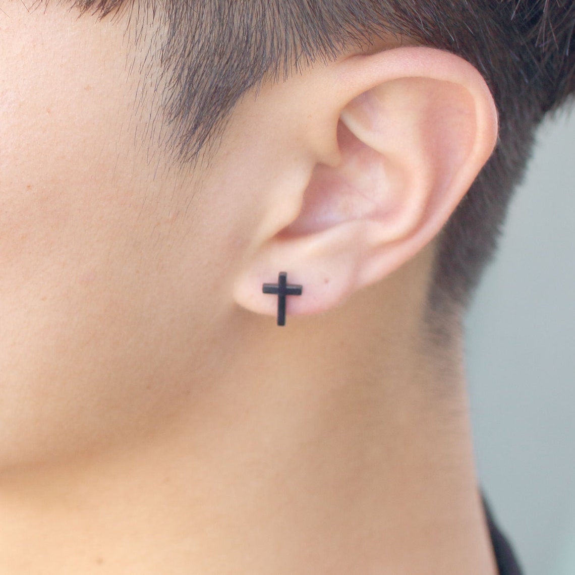 Cross cartilage earrings piercing for men 16g simple cross | Etsy