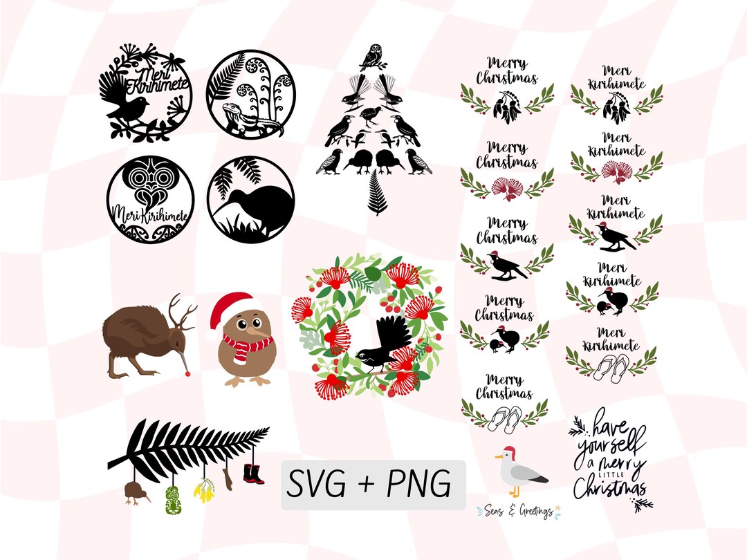 New Zealand Christmas SVG Bundle, Kiwi Xmas Pack, Meri Kirihimete SVG ...