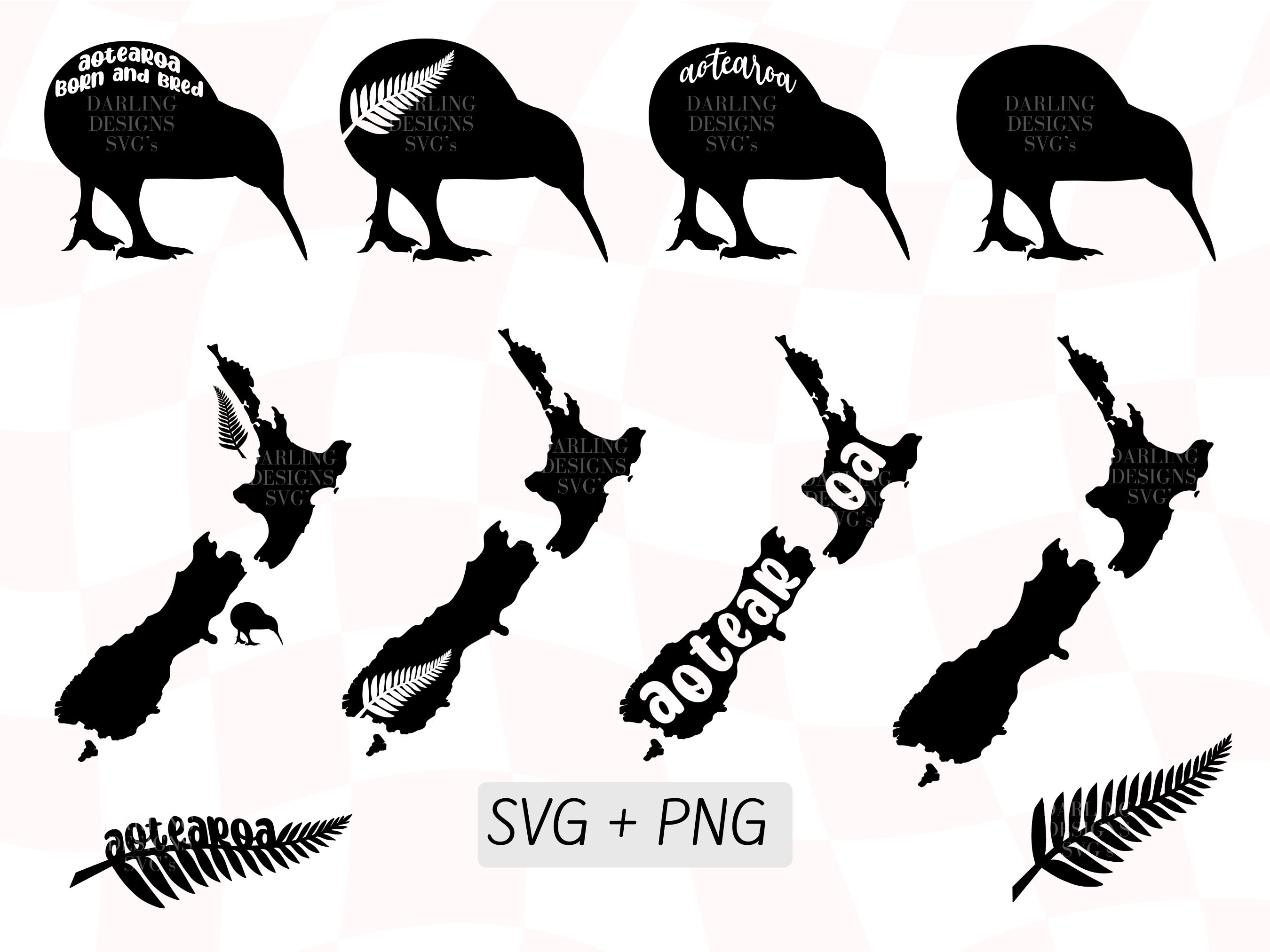 NZ Kiwi SVG Bundle Nz Silver Fern Svg New Zealand Art - Etsy Australia