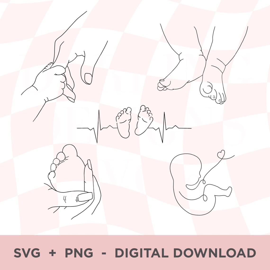 Line Drawn Baby SVG, Baby Outline, Hand Holding Baby Hand, Line Drawing ...