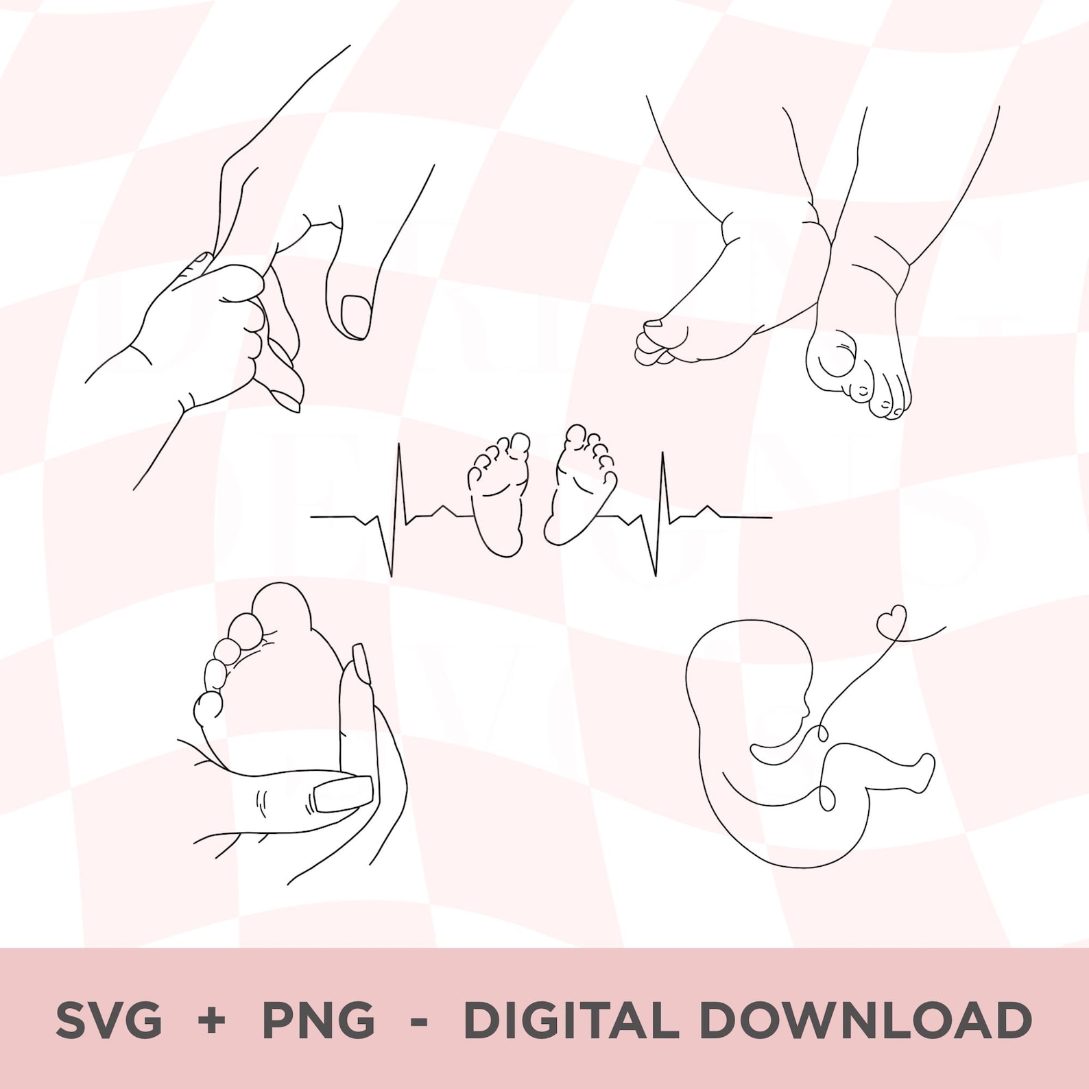 Line Drawn Baby SVG, Baby Outline, Hand Holding Baby Hand, Line Drawing ...