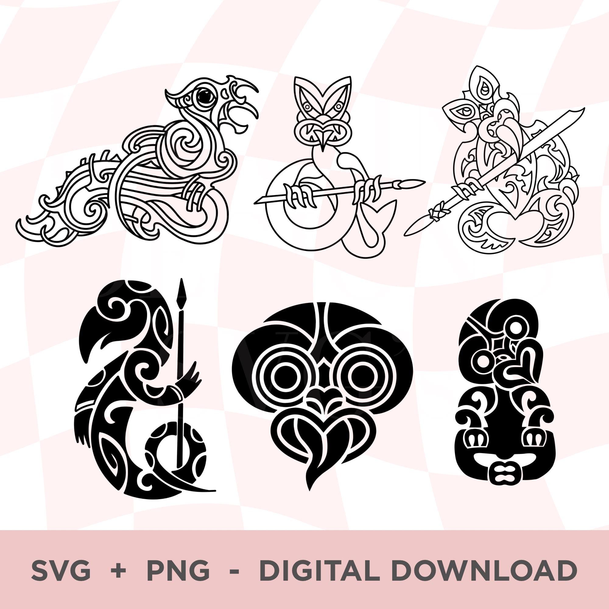 Taniwha Svg Bundle, Maori Taniwha Design, Māori Art, Tiki Png Download ...