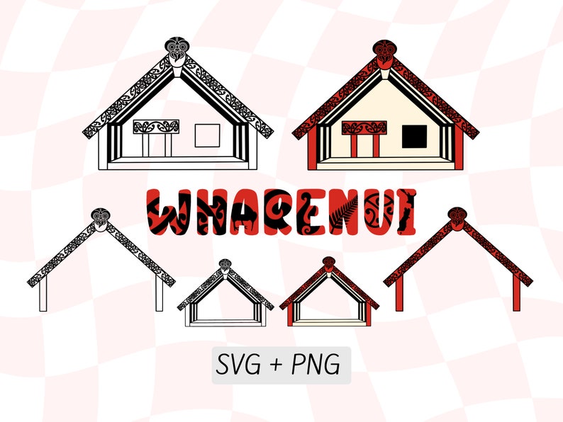 Māori Wharanui SVG Bundle, Outline of Marae, Traditional Māori Marae ...