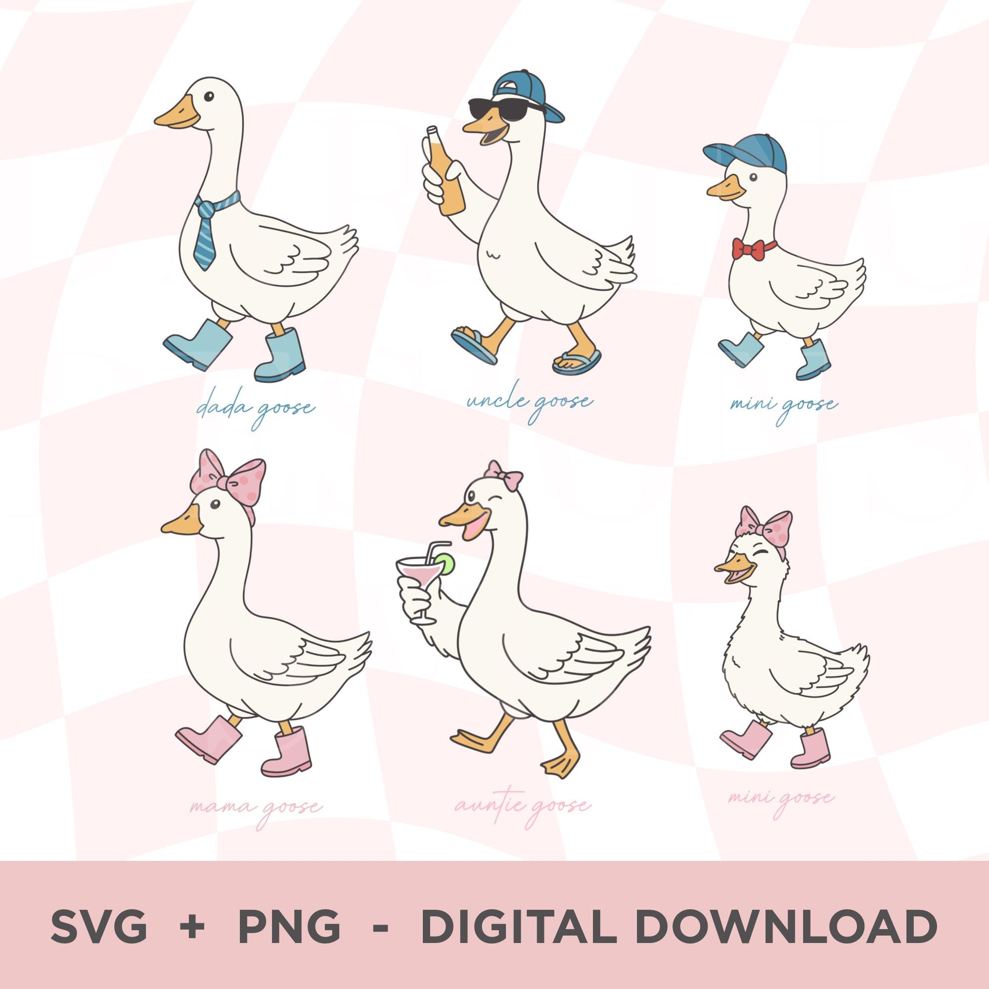 Goose Matching Shirts SVG, Family Ducks Design, Dad and Son Set, Pink ...