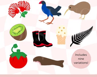 New Zealand Kiwiana Bundle, Nz Icons SVG PNG, Red Band Gumboots ...