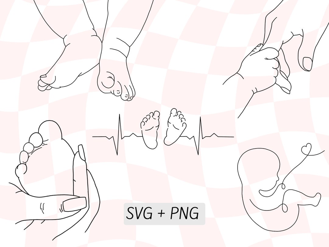 Line Drawn Baby SVG, Baby Outline, Hand Holding Baby Hand, Line Drawing ...