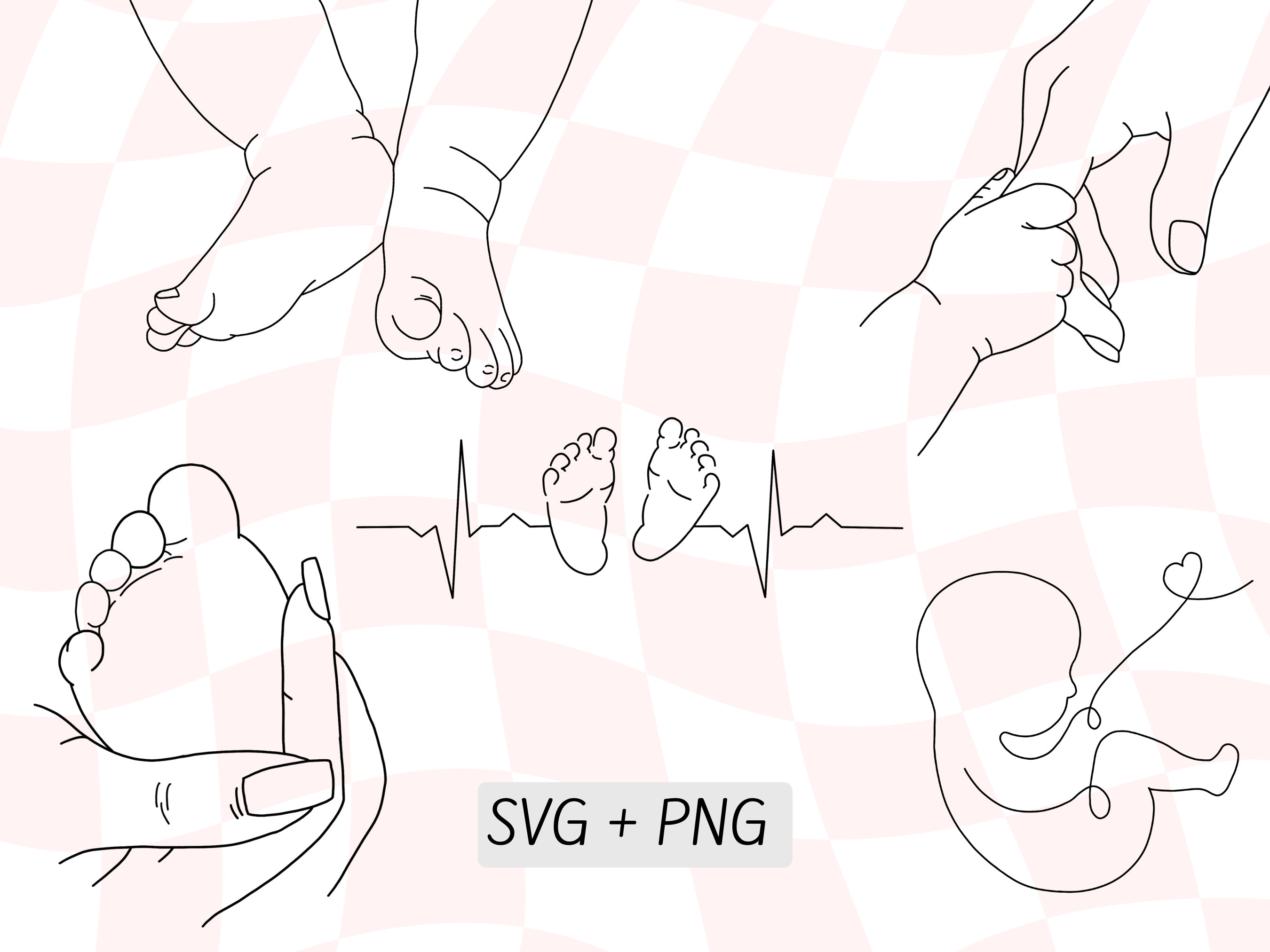 Line Drawn Baby SVG, Baby Outline, Hand Holding Baby Hand, Line Drawing ...
