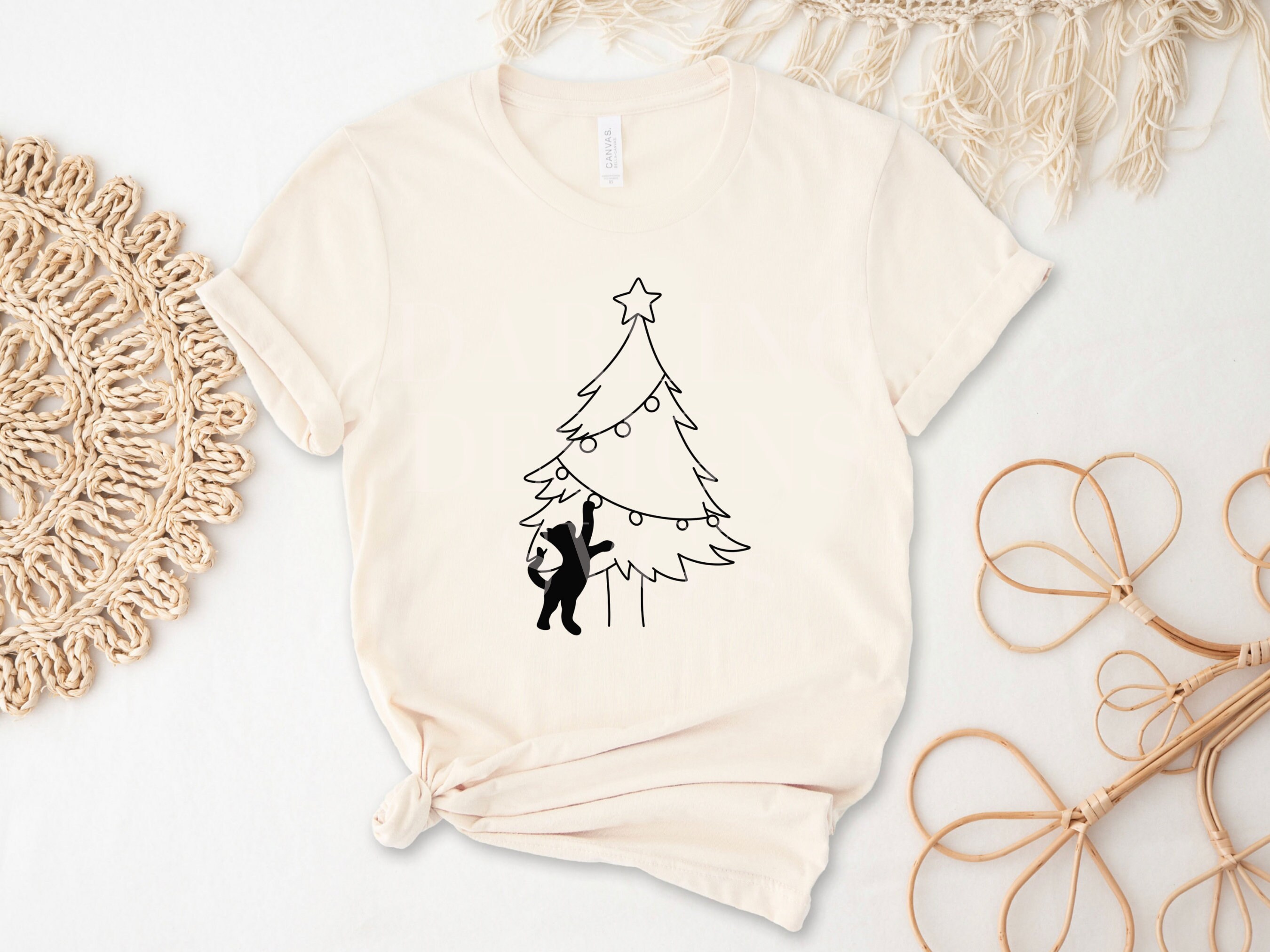 Cat Knocking Over Christmas Tree SVG, Kitten Playing With Xmas ...