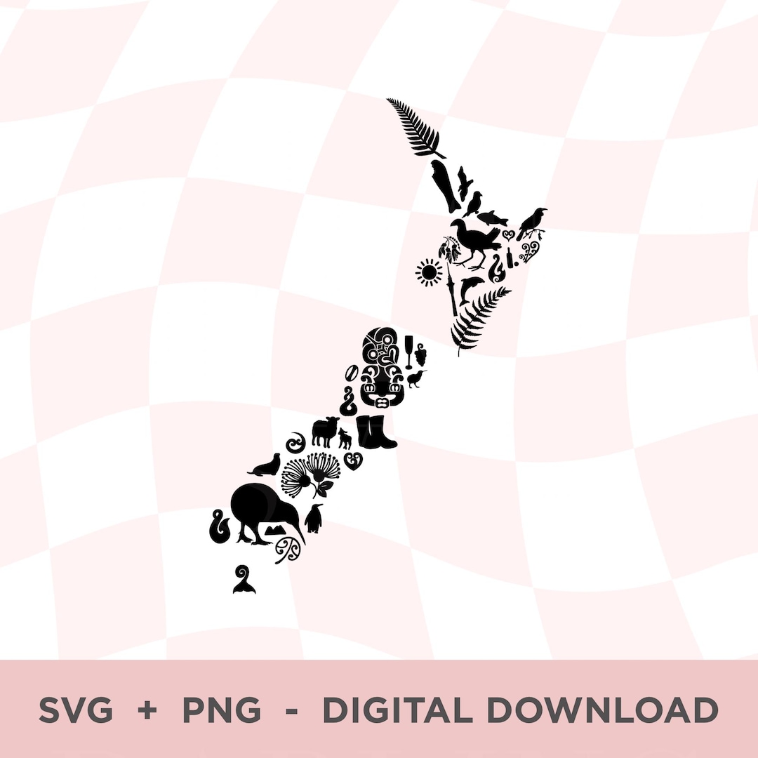 New Zealand Outline SVG, Iconic NZ Clipart PNG, New Zealand Map ...