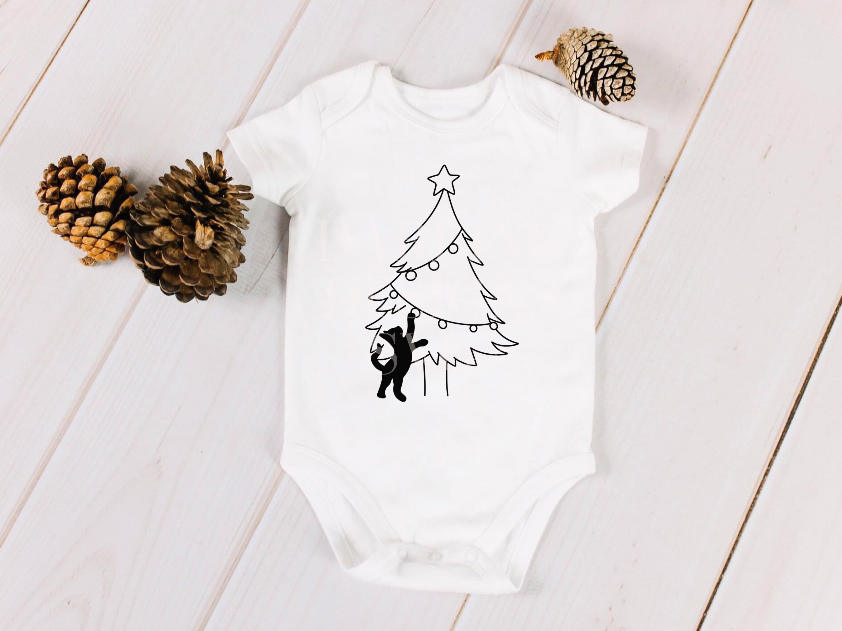 Cat Knocking Over Christmas Tree SVG, Kitten Playing With Xmas ...