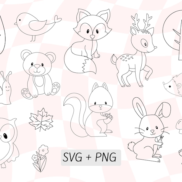 Woodland Animal Outline Svg - Etsy