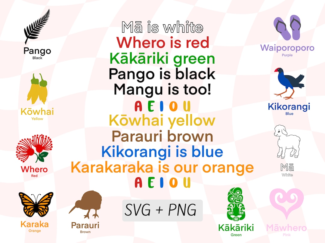 Māori Colour Chart Maori Colours Svg Png File Māori Kids - Etsy