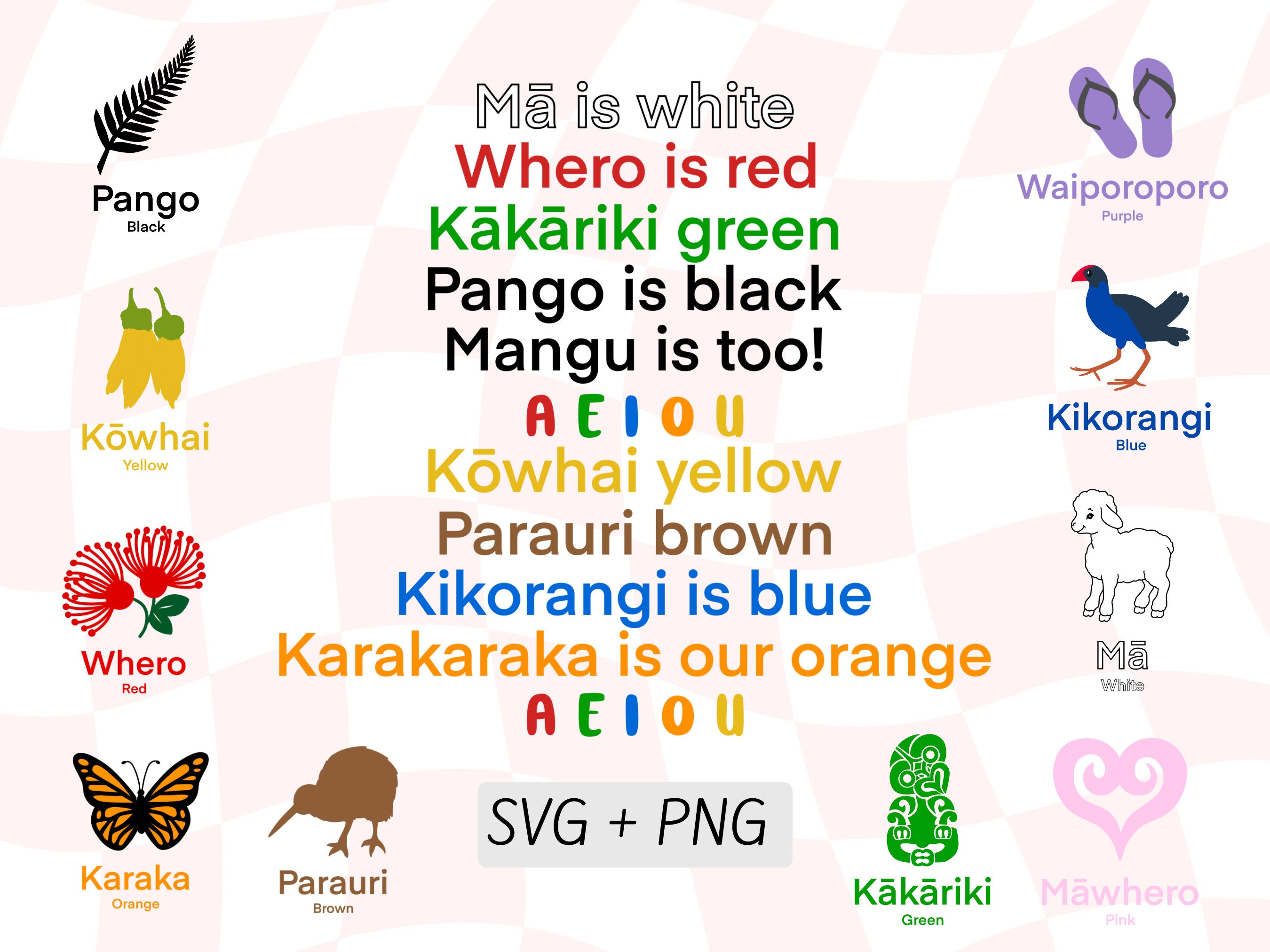 Māori Colour Chart, Maori Colours Svg Png File, Māori Kids Wall Art ...