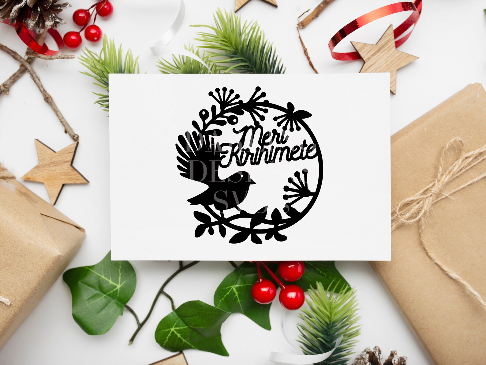 Meri Kirihemete Ornament SVG, New Zealand Christmas Card Digital ...