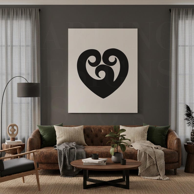 Triple Koru Heart SVG, Maori Symbols, Pounamu Pattern, Spiral Heart ...