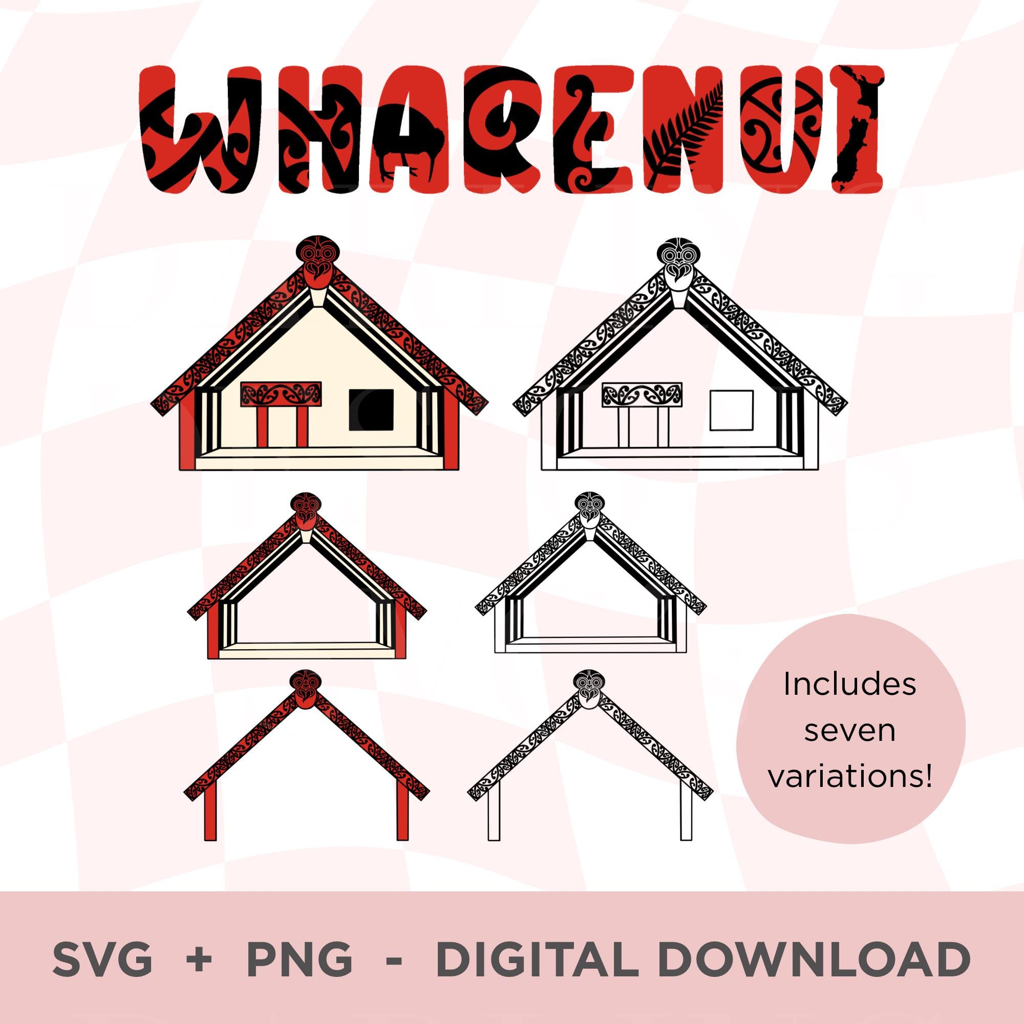 Māori Wharanui SVG Bundle, Outline of Marae, Traditional Māori Marae ...