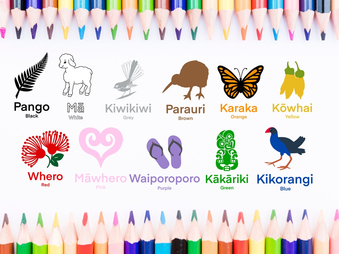 Māori Colour Chart, Maori Colours Svg Png File, Māori Kids Wall Art ...