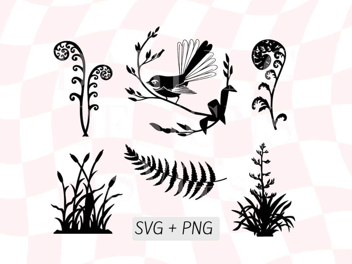 New Zealand Fauna Svg, Fantail on Branch PNG, Pond Plant Silhouette, Nz ...
