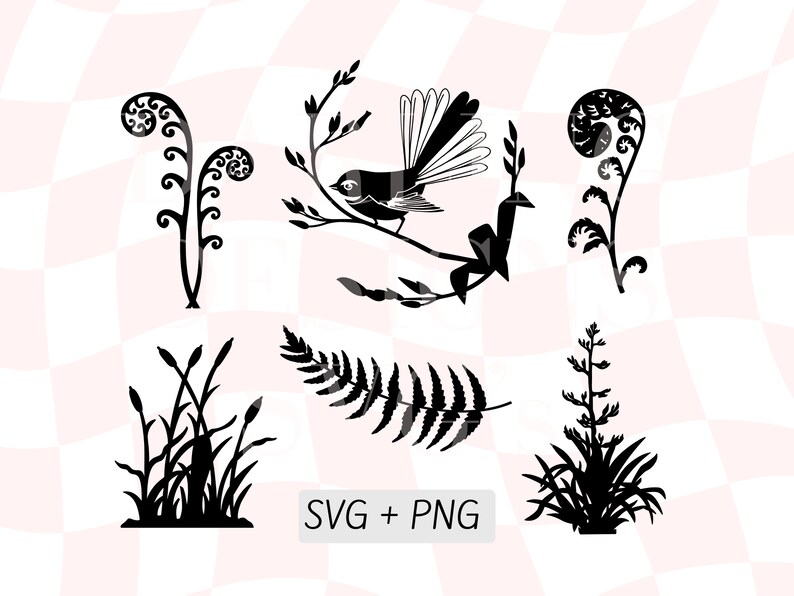 New Zealand Fauna Svg, Fantail on Branch PNG, Pond Plant Silhouette, Nz ...