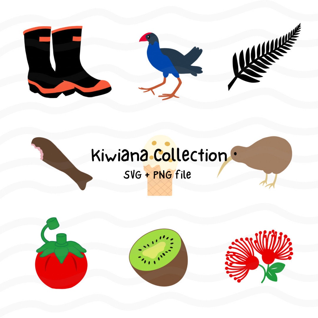 New Zealand Kiwiana Bundle Nz Icons SVG PNG Red Band - Etsy