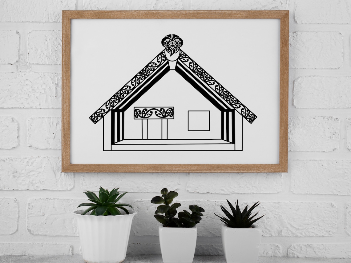Māori Marae SVG, Outline of Marae Design, Koru Svg File, Māori Art Png ...