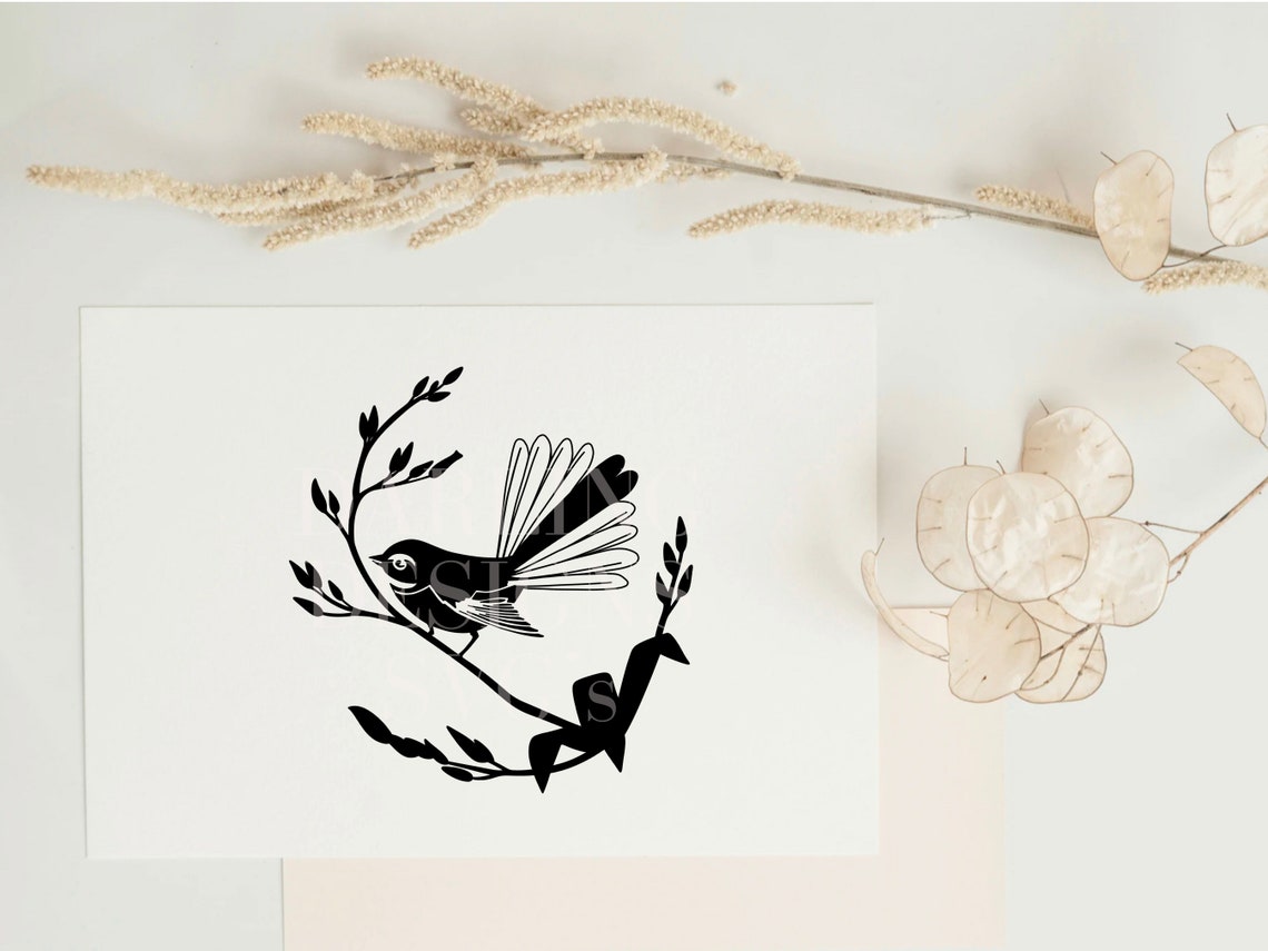 New Zealand Fauna Svg, Fantail on Branch PNG, Pond Plant Silhouette, Nz ...