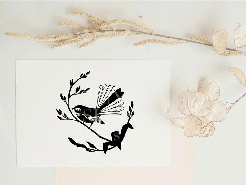 New Zealand Fauna Svg, Fantail on Branch PNG, Pond Plant Silhouette, Nz ...