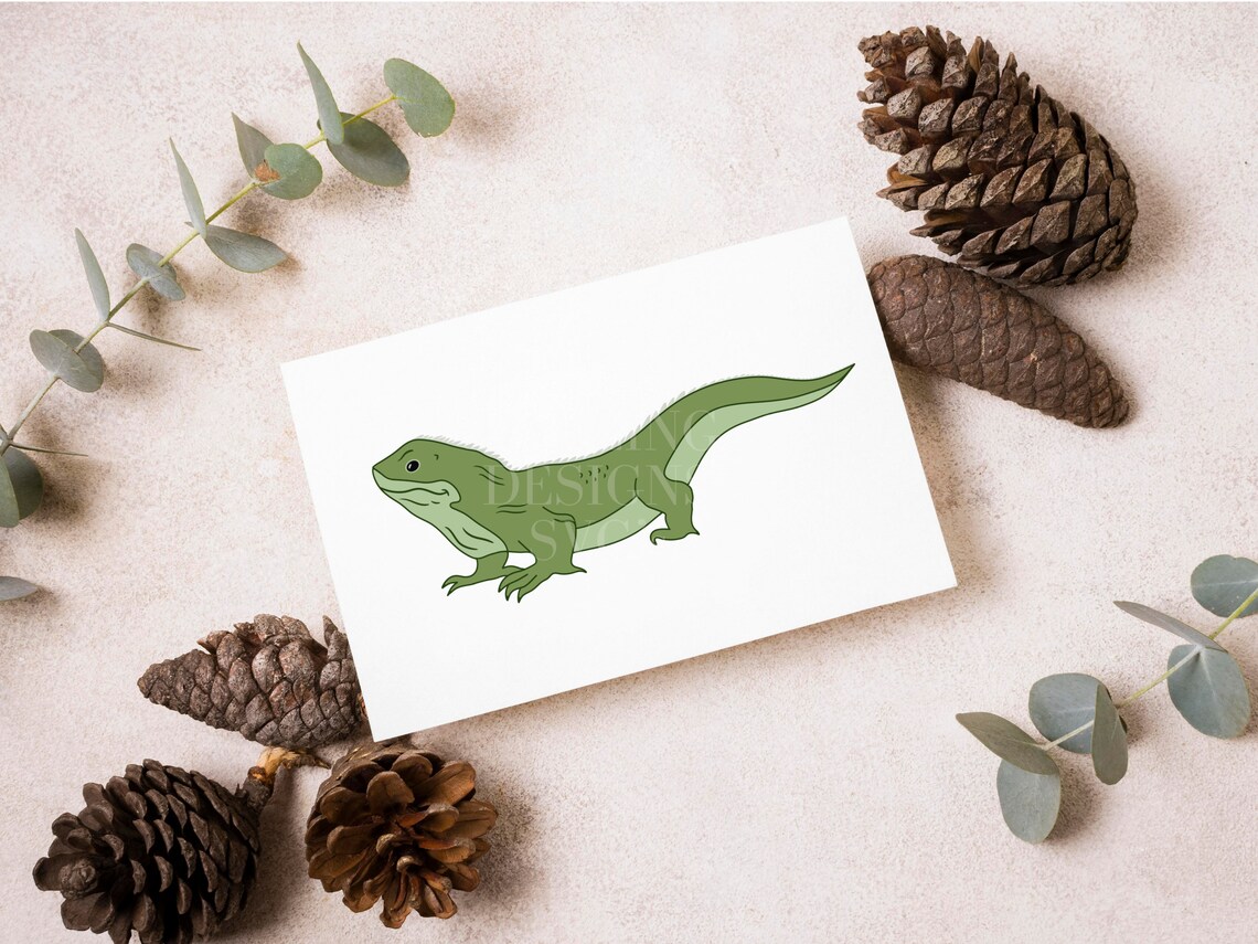 Layered Tuatara SVG, New Zealand Tuatara PNG, Green Lizard Design, New ...