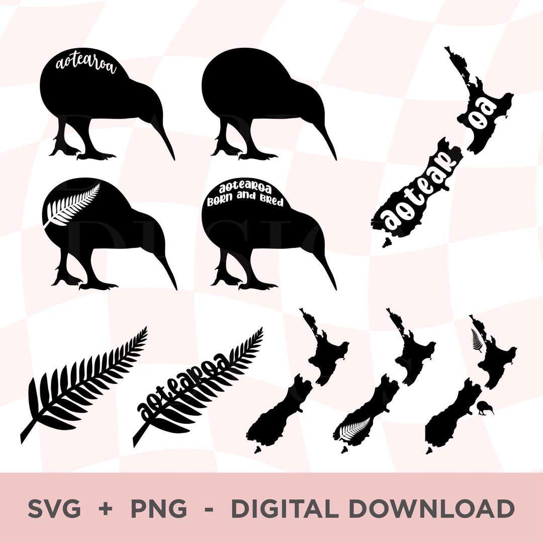 NZ Kiwi SVG Bundle, Nz Silver Fern Svg, New Zealand Art, Aotearoa, Nz ...