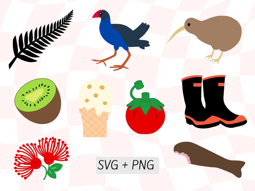 New Zealand Kiwiana Bundle, Nz Icons SVG PNG, Red Band Gumboots ...