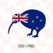 New Zealand Flag Kiwi SVG, Blue and Red Kiwi, New Zealand Art, Aotearoa ...