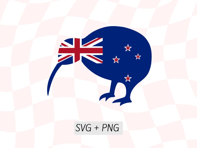 New Zealand Flag Kiwi SVG, Blue and Red Kiwi, New Zealand Art, Aotearoa ...