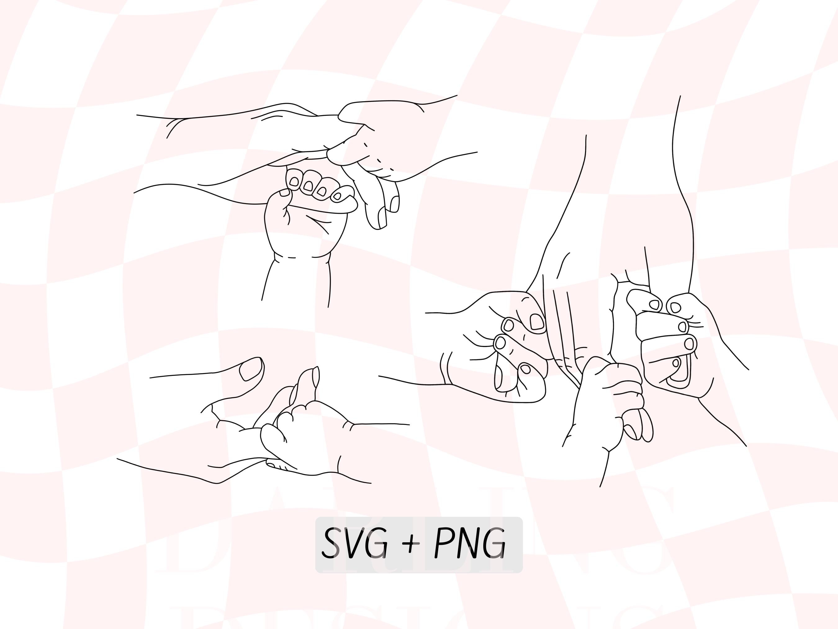 Children Holding Mothers Hand SVG, Line Drawn Hands, Baby Hands Outline ...