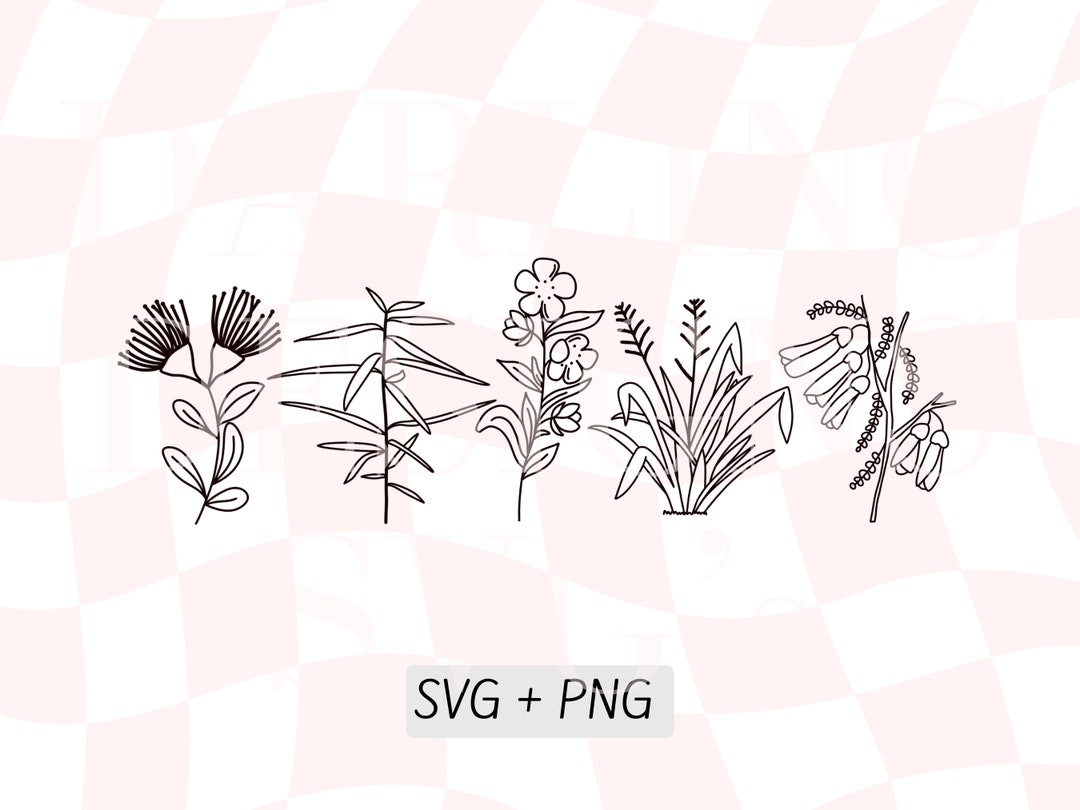 New Zealand Plants Svg Pack, NZ Fauna PNG, Kōwhai Silhouette, Flax Bush ...