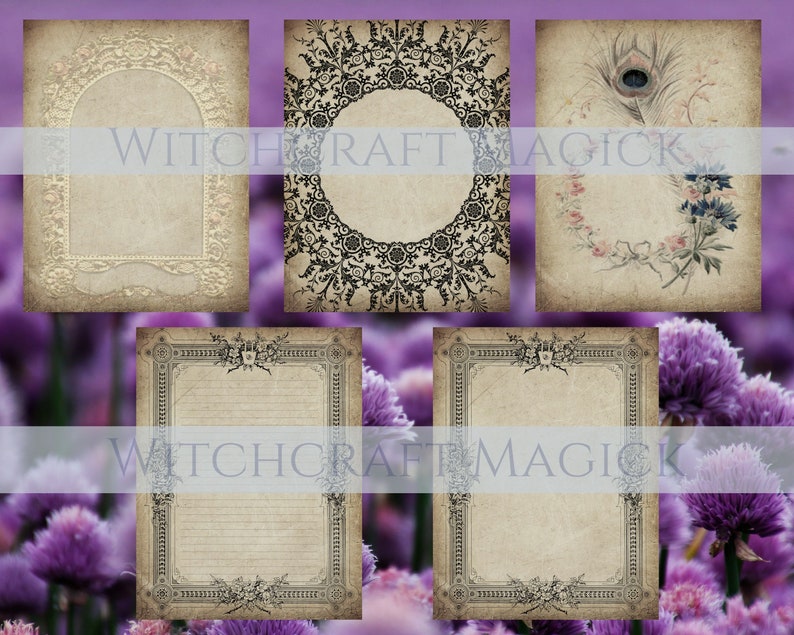 Set of 5 Pages Digital Frames Book of Shadows Bos - Etsy