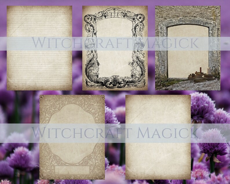 Set of 5 Pages Digital Frames Book of Shadows Bos Grimoire Magic ...