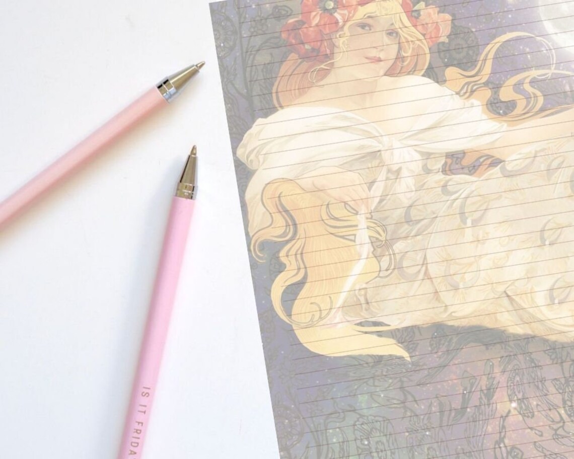 8 Pages Goddess Theme Digital Lined Paper Stationery Book - Etsy