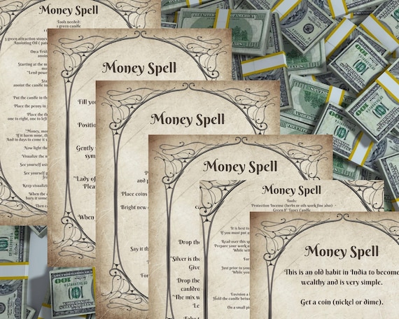 Set of 6 Money Spells Book of Shadows Bos Grimoire | Etsy