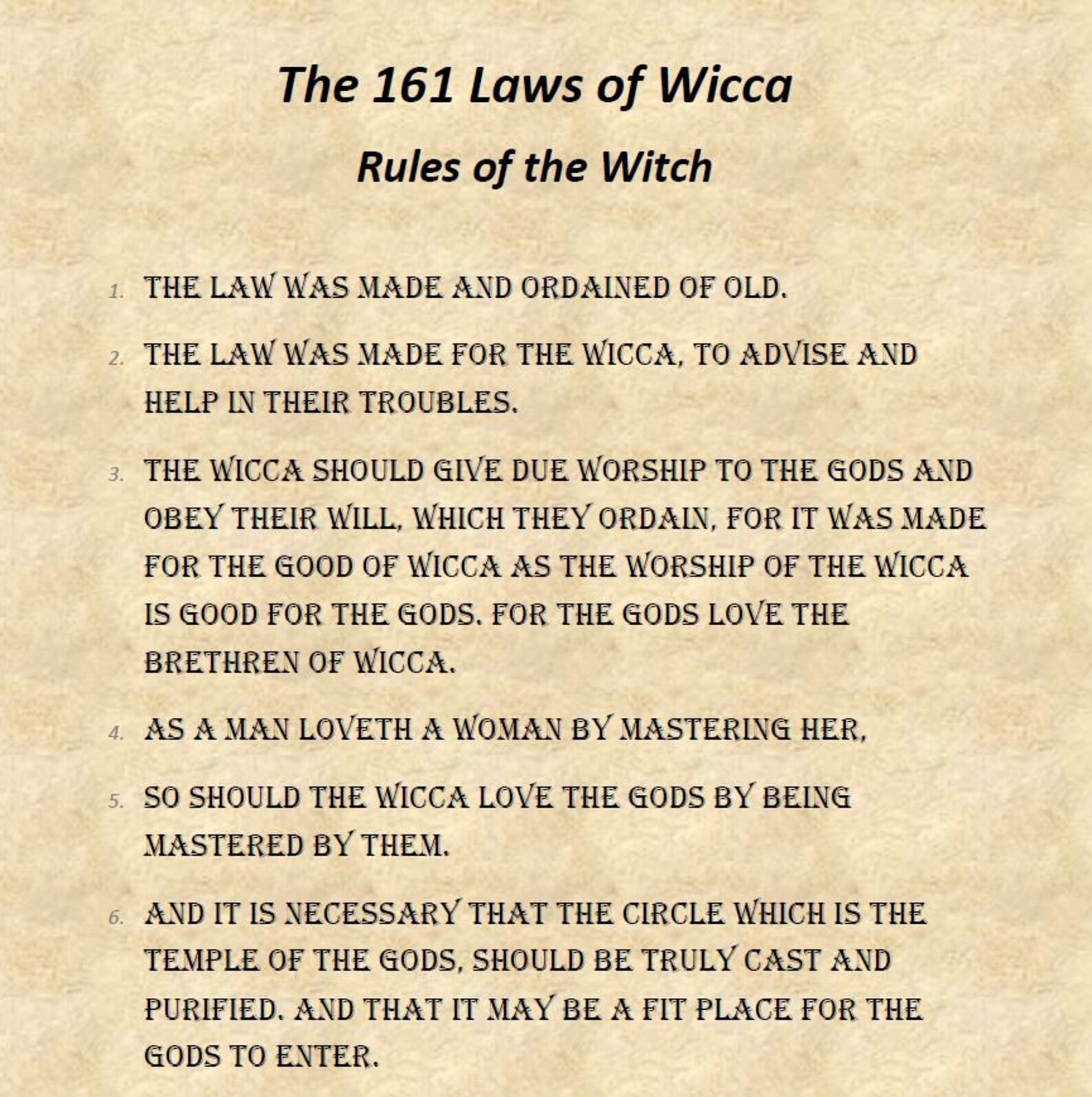 161 Laws of Wicca - "rules of the Witch" - Digital Ebook - PDF - 22 ...
