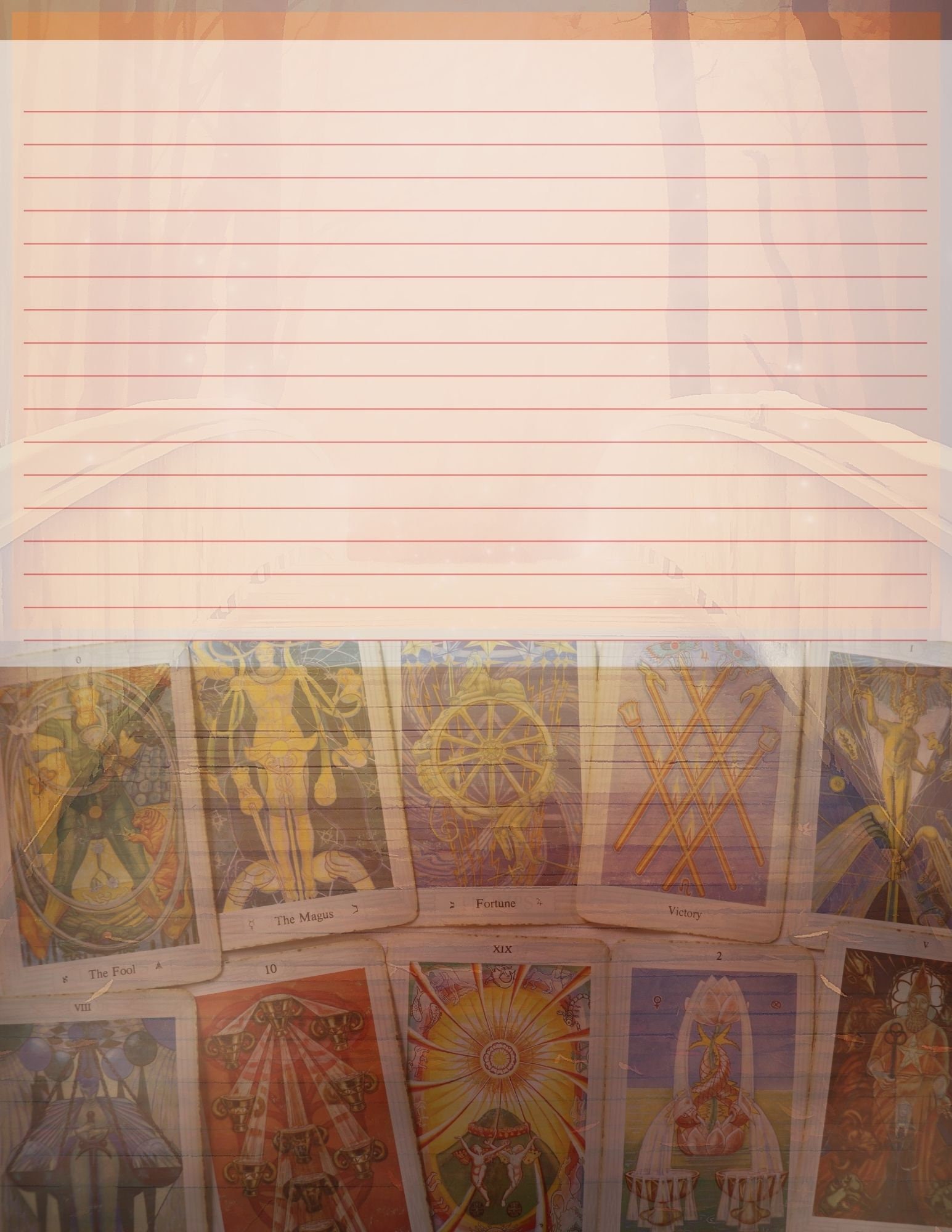 10 Digital Pages of Tarot Card Stationery Printables - Instant Download ...
